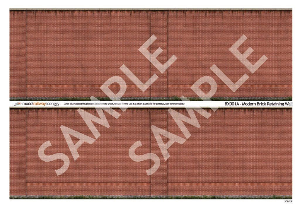 BX001A-OO Modern Red Brick Retaining Wall Pack of 4 Sheets OO/4mm/176 ...