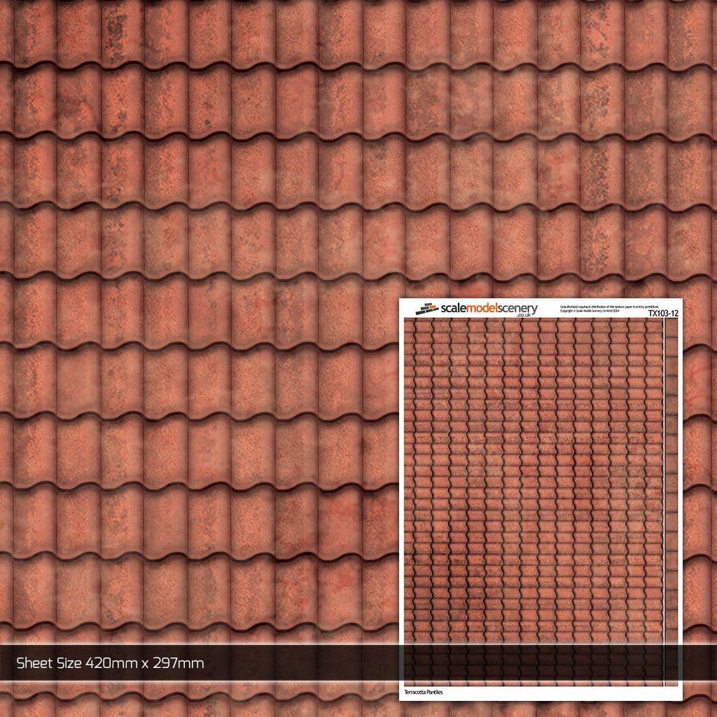 Terracotta Pantile Roof Paper Sheets For 1:12th Scale Dolls House ...
