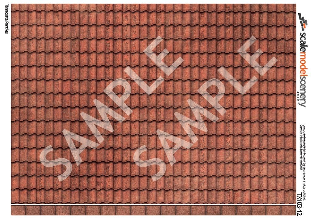 Terracotta Pantile Roof Paper Sheets For 1:12th Scale Dolls House ...