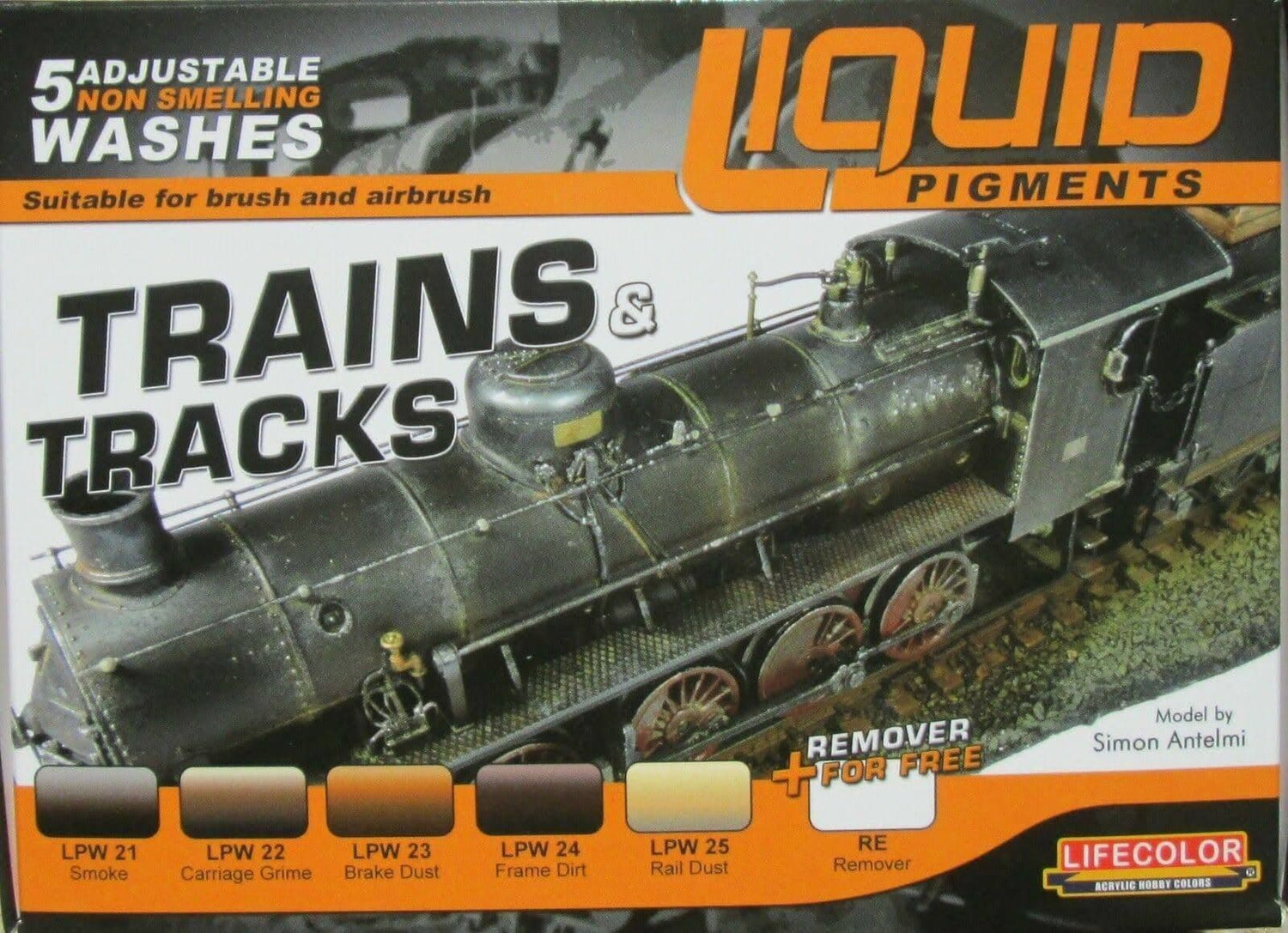 LifeColor Trains and Tracks Liquid Pigment Acrylic Wash Set 22ml x 6 ...