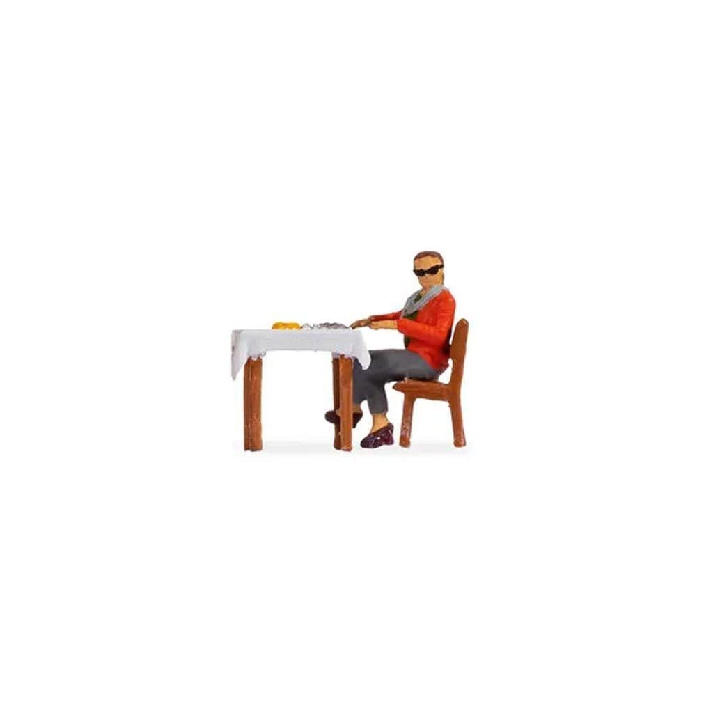 Noch 16513 Woman Eating At A Cafe Scene for OO/HO – Scale Model Scenery