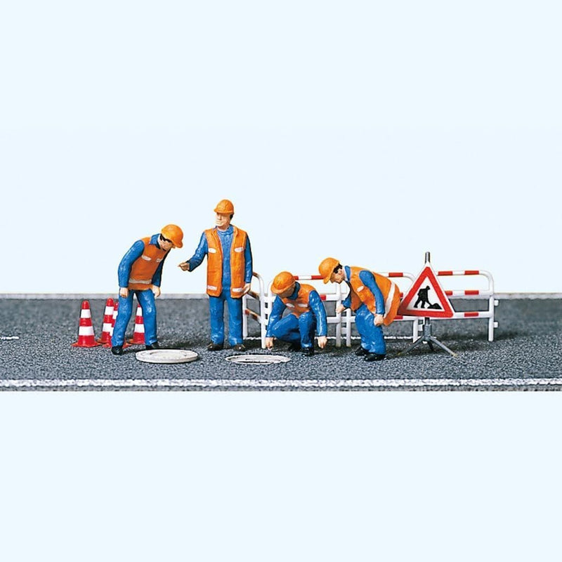 Preiser 10445 Sewermen With Barriers & Manhole Cover for OO/HO Scale ...