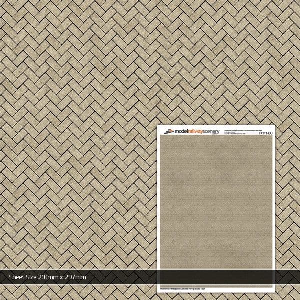 TX111-OO Weathered Herringbone Concrete Paving Blocks Buff Texture ...