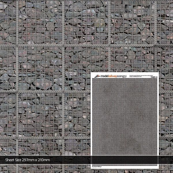 TX201-N Gabion Retaining Wall Texture Paper Pack of 5 - N/2mm/1148 ...