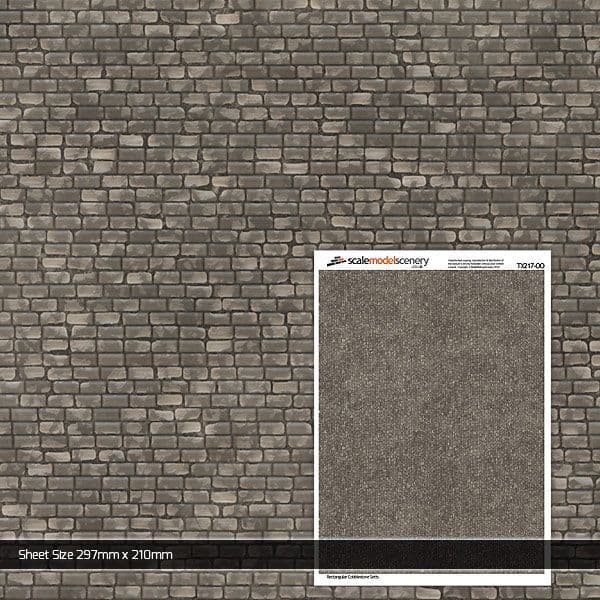 TX217-OO Rectangular Cobblestone Setts Paving Texture Paper Pack of 5 ...